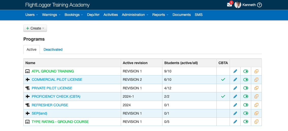 Software update 25/05/2024: Theory Courses become Ground Training Programs